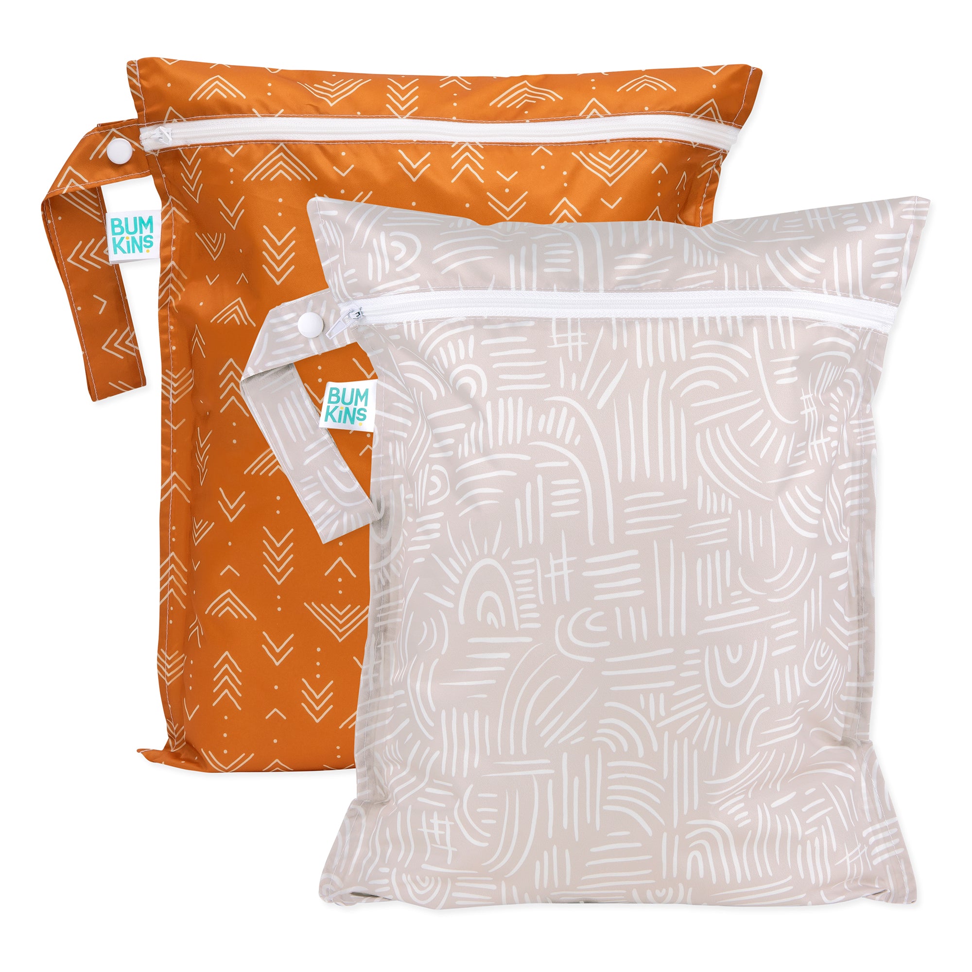 Bumkins Reusable Waterproof Wet Bag 2 Pack for Swim, Wander + Grounded