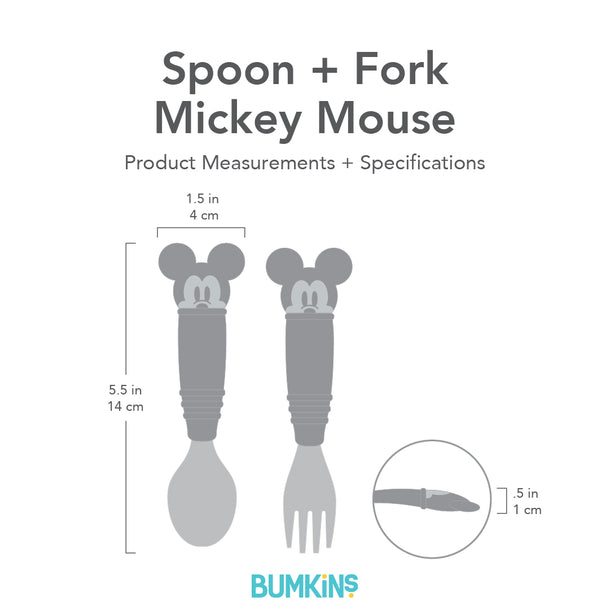 Mickey Mouse Spoon and Fork Set with Food-Safe Silicone | Bumkins