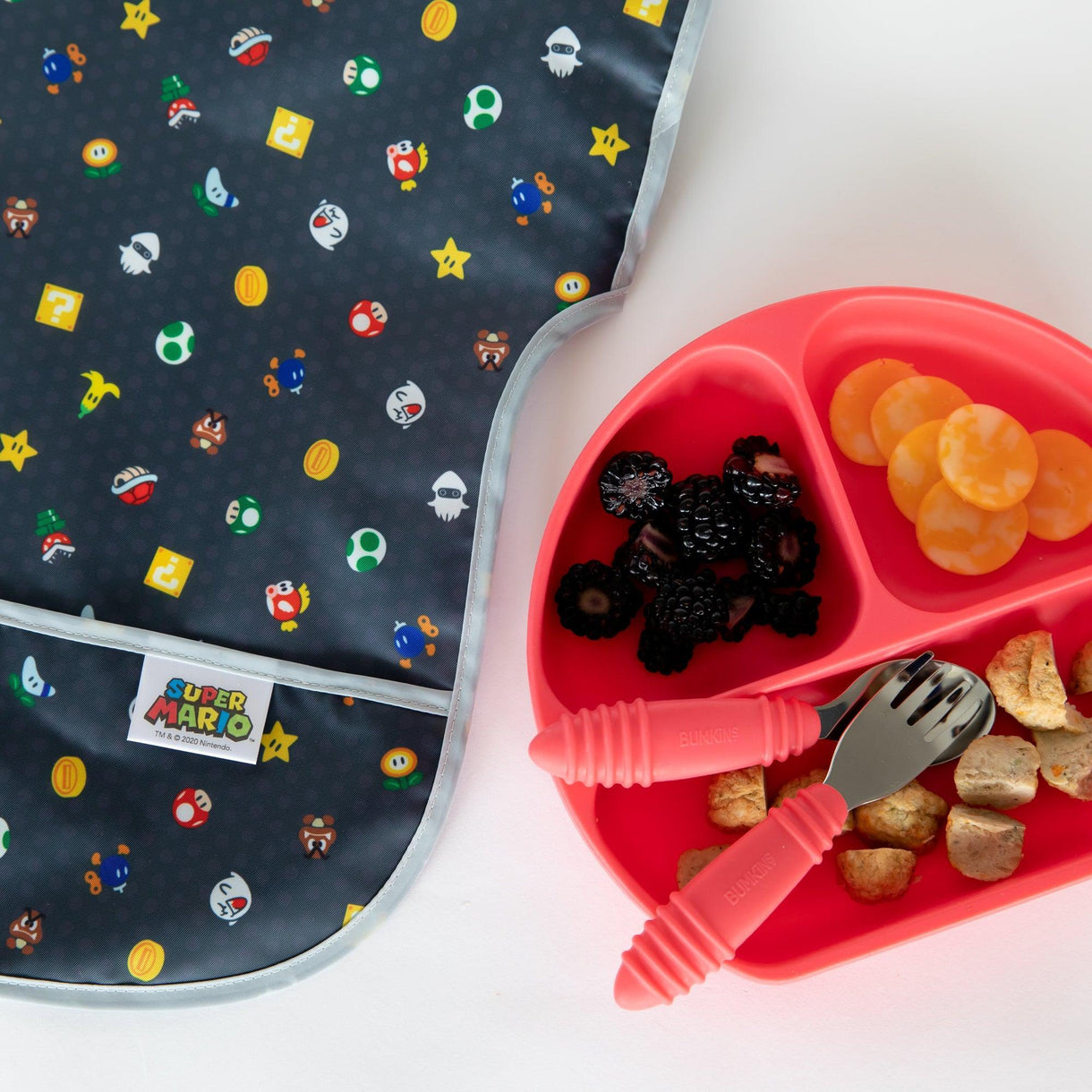 Short Sleeved Bib Ft. Waterproof Super Mario Fabric | Bumkins